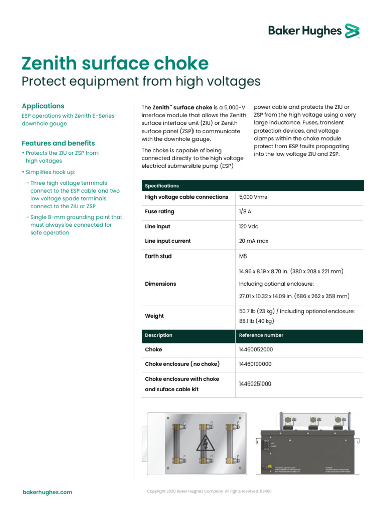 Zenith Surface Choke Spec | PDF | High Voltage | Fuse (Electrical)