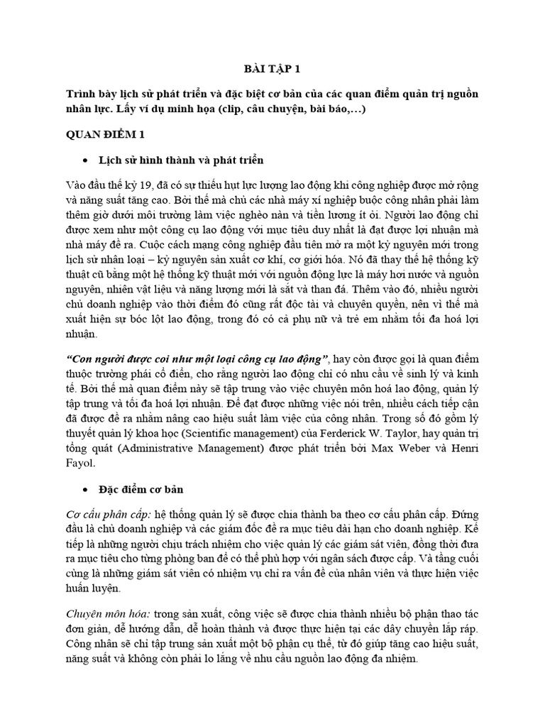 (QTNNL) (NHÓM 8) - BÀI TẬP 1 | PDF