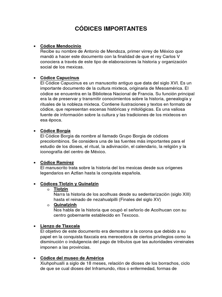 Codices Importantes | PDF | azteca | Cultura de las Americas