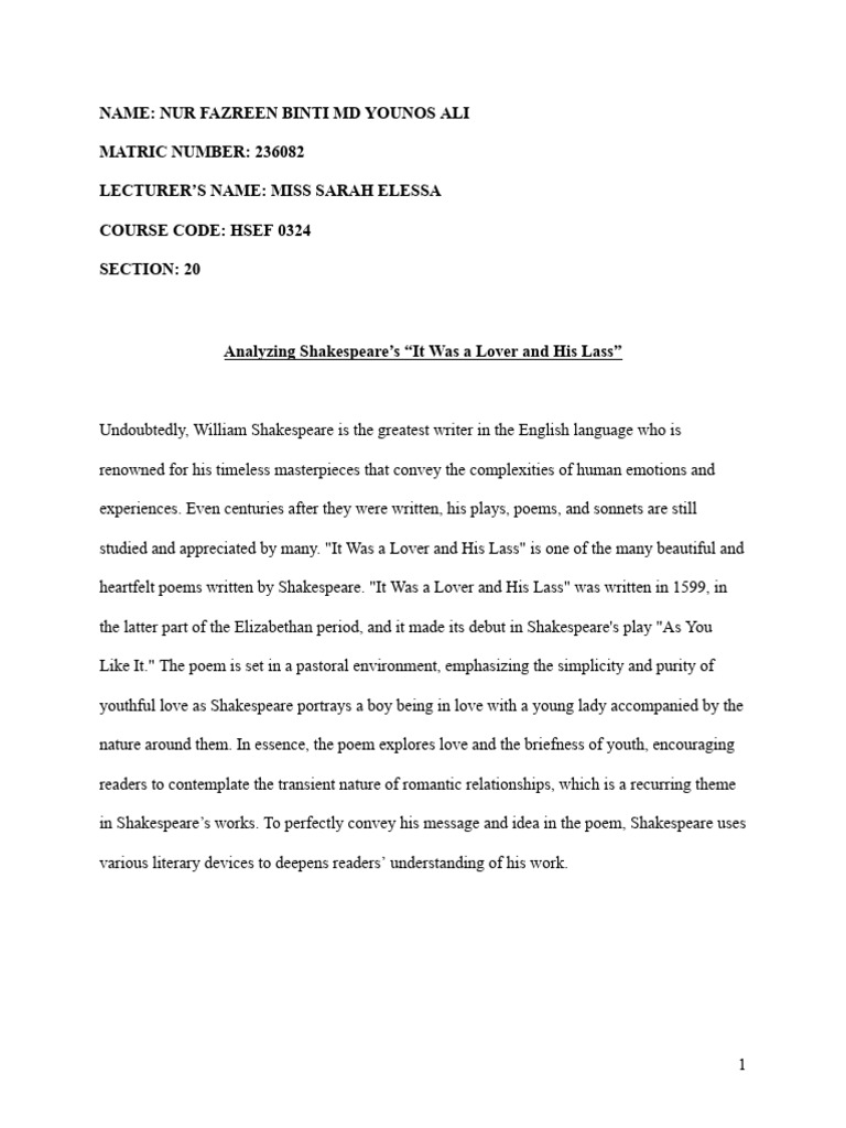 Analyzing Shakespeare's Pastoral Poem | PDF | Poetry | Love