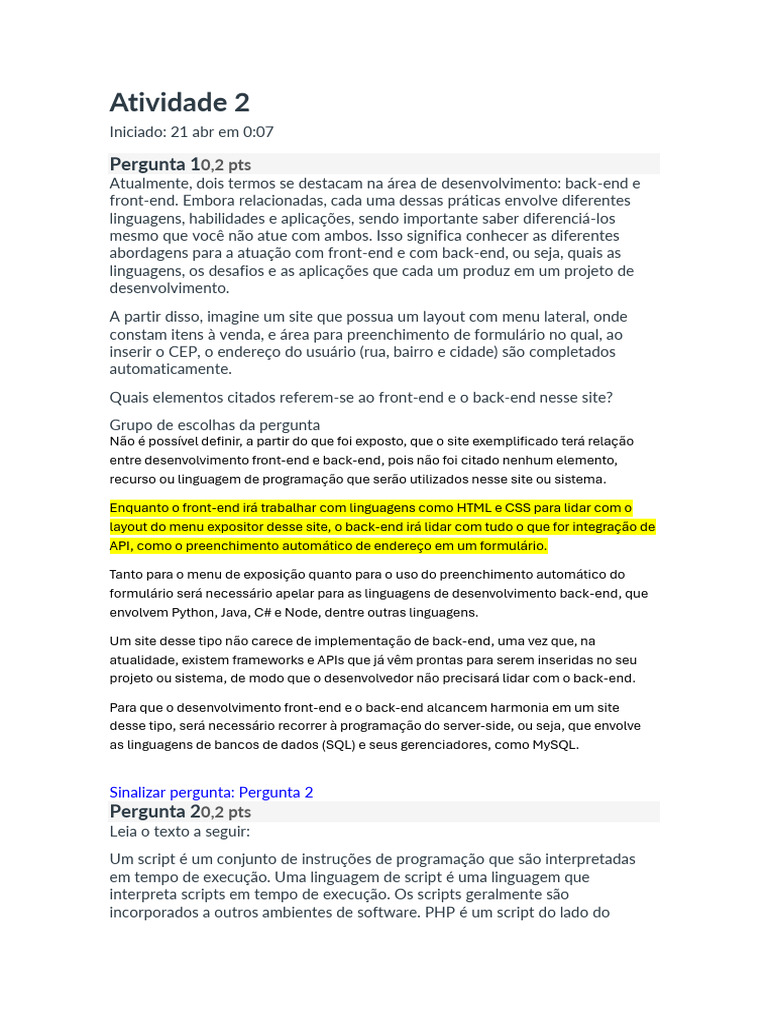 Atividade 2 | PDF | No SQL | Linguagem de script
