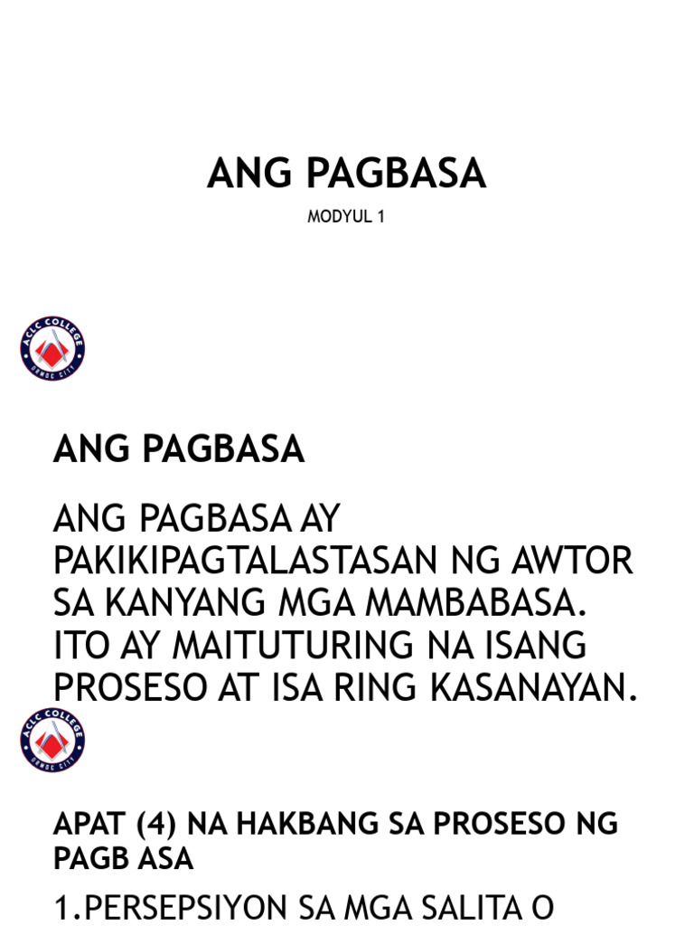 Modyul 1 Ang Pagbasa | PDF