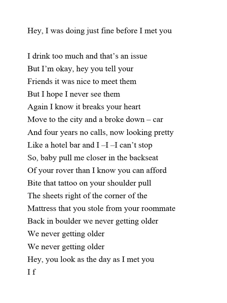 Lyrics Analysis: "Closer" by The Chainsmokers | PDF | Poetry