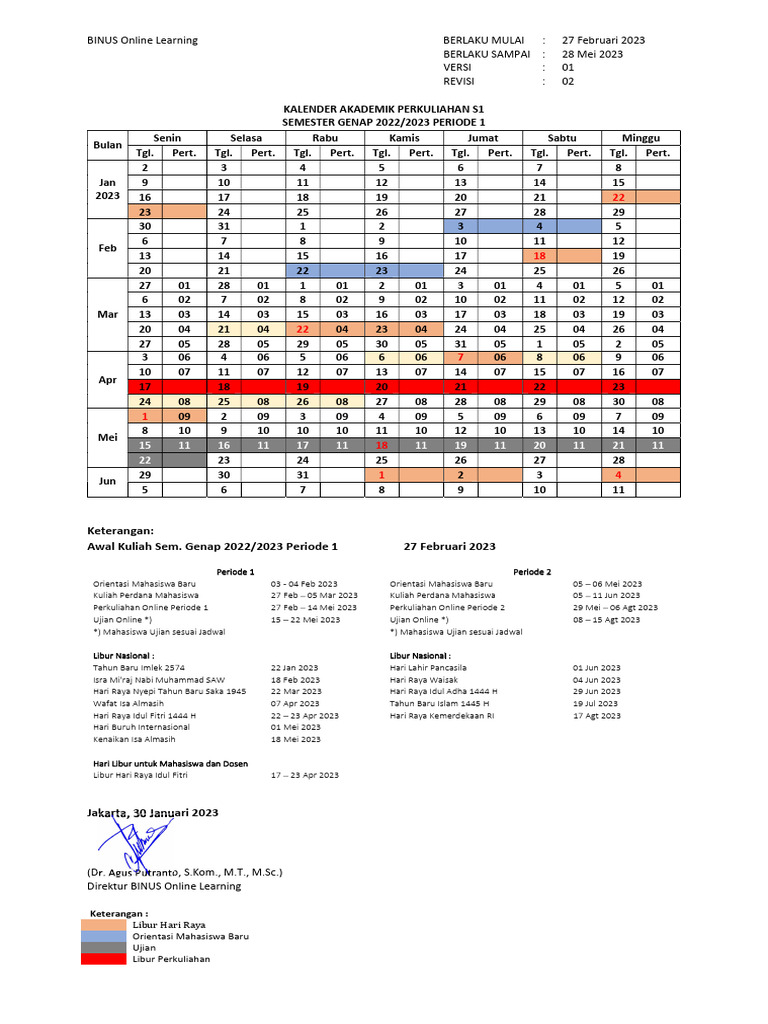 Kalender Akademik BINUS 2024/2025 | PDF