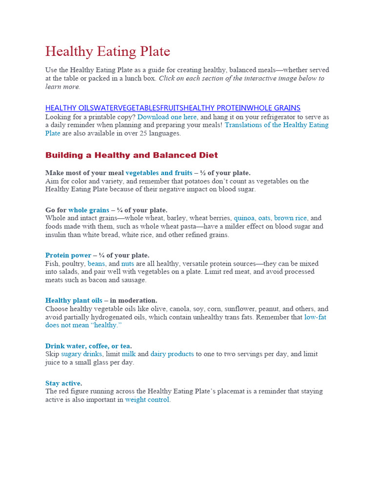 Healthy Eating Plate Guide | PDF | Wellness
