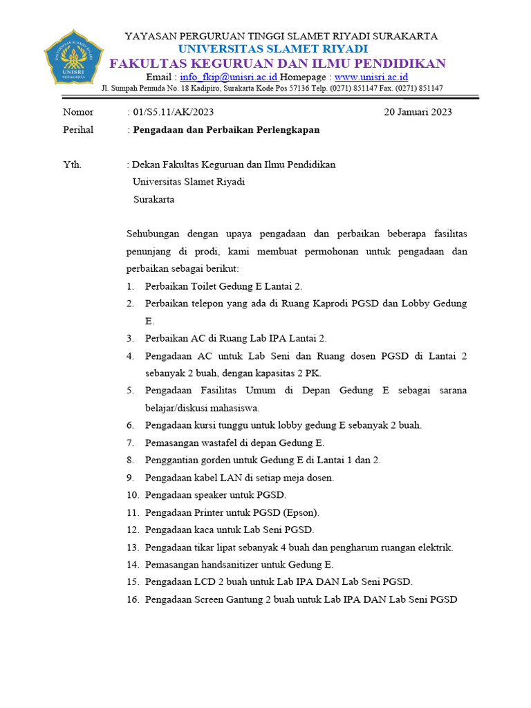 Surat Umum Prodi 2023 | PDF