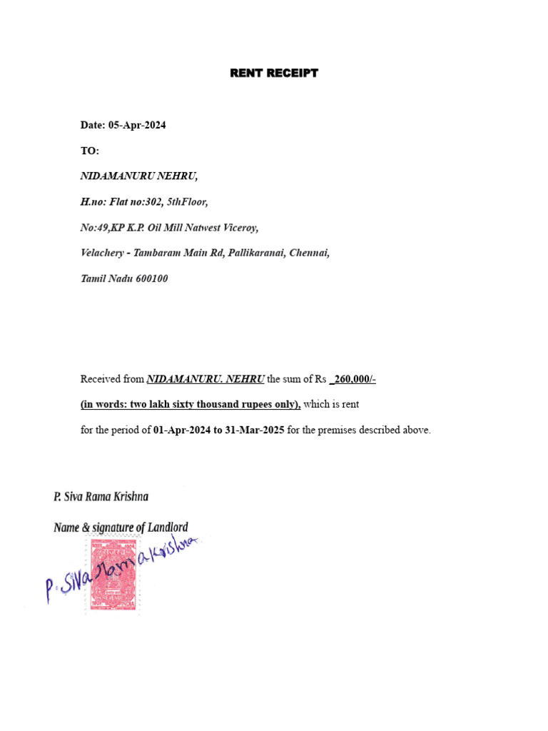 sat-RENT RECEIPT | PDF