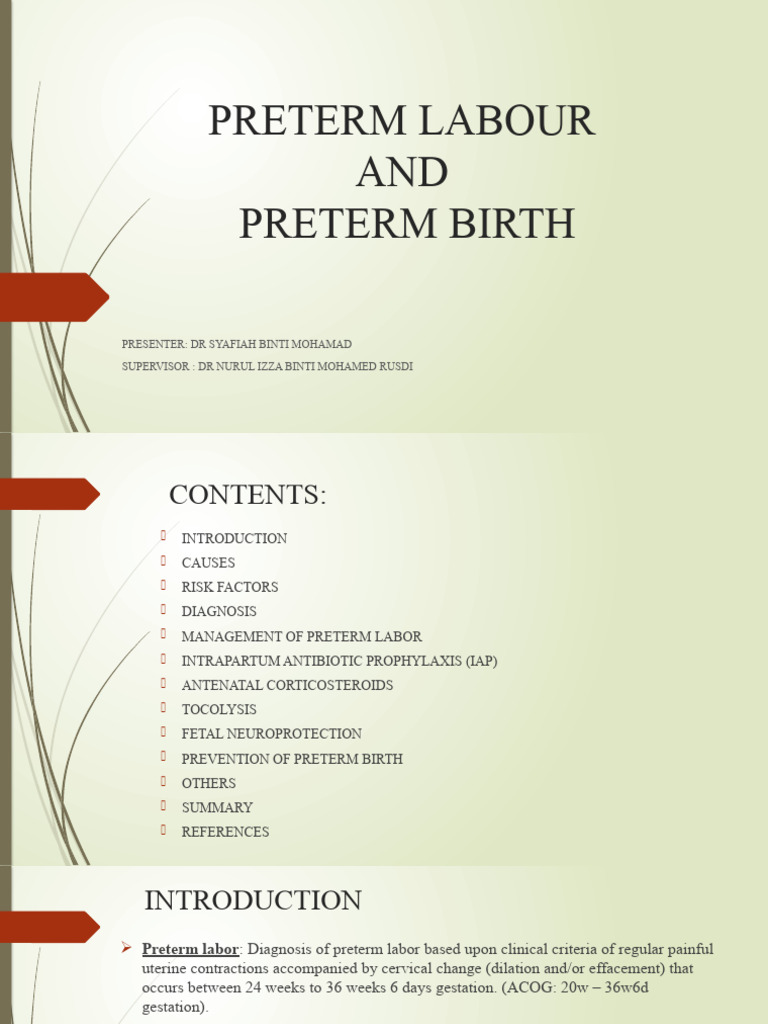 Preterm Labor: Diagnosis and Management | PDF | Preterm Birth | Childbirth