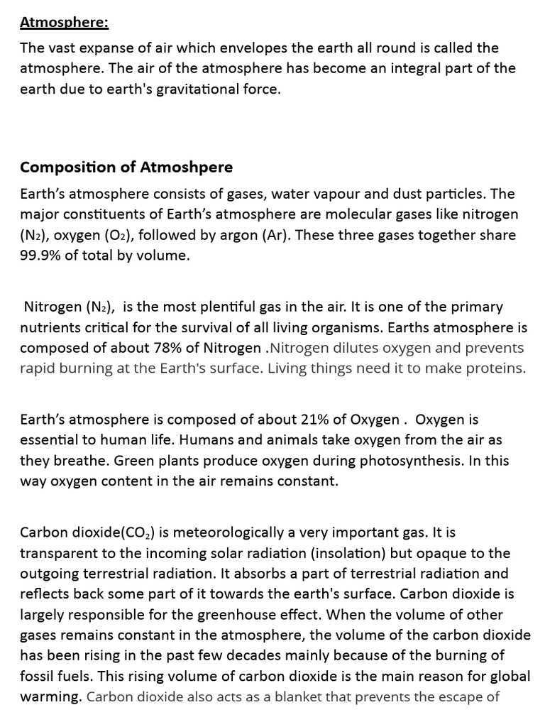 Atmosphere, Composition and Structure | PDF | Atmosphere Of Earth ...