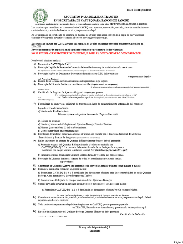 Formulario-CAYCEQ-BS-final | PDF | Transfusión de sangre | Farmacéutico