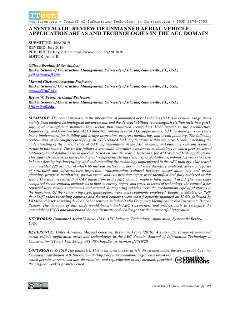 A Systematic Review of Unmanned Aerial Vehicle Application Areas and ...