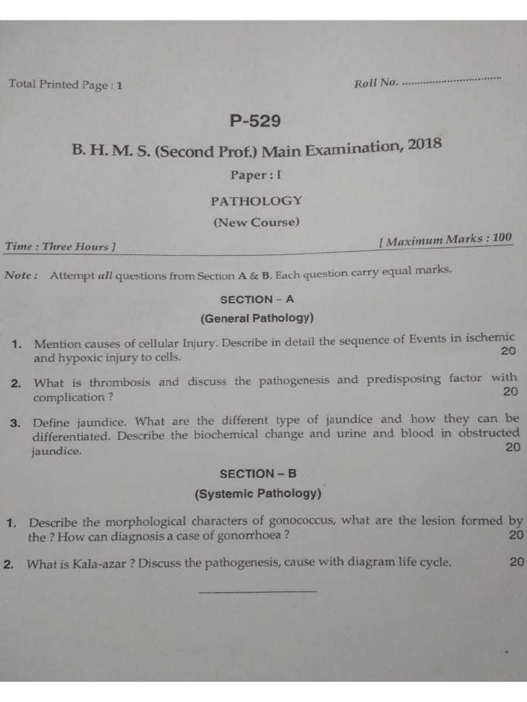 patho exam papers | PDF