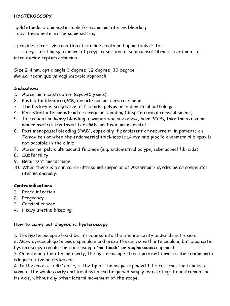 Hysteroscopy Rcog Notes | PDF | Uterus | Medical Specialties