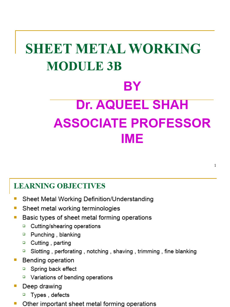 5 SMW Module 3B Sheet Metal Working | PDF | Sheet Metal | Deformation ...