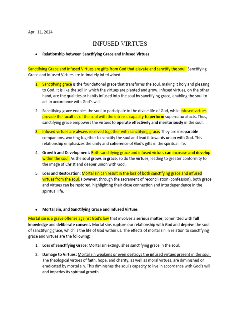 Spiritual Theology Infused Virtues April 12 2024 | PDF | Grace In ...