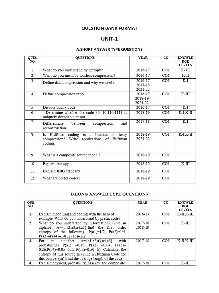 DC QUESTION BANK | PDF | Data Compression | Digital Television