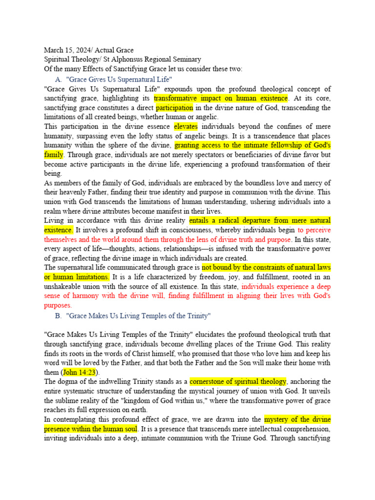 Understanding Sanctifying and Actual Grace | PDF | Grace In ...