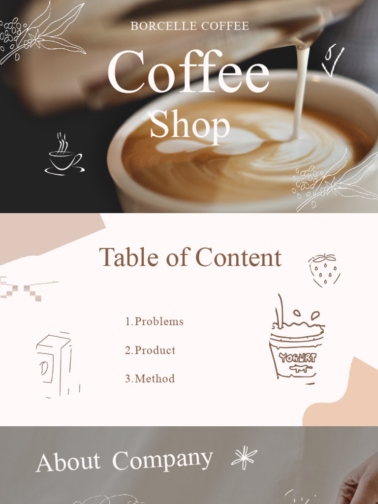 Brown Playful Doodle Cute Coffee Shop Company Profile Presentation ...