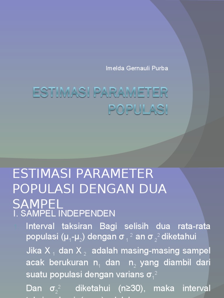 Estimasi Parameter Populasi Part II | PDF