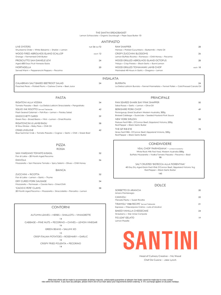 Santini Master Menu 15.02.24 | PDF | Mozzarella | Pickling