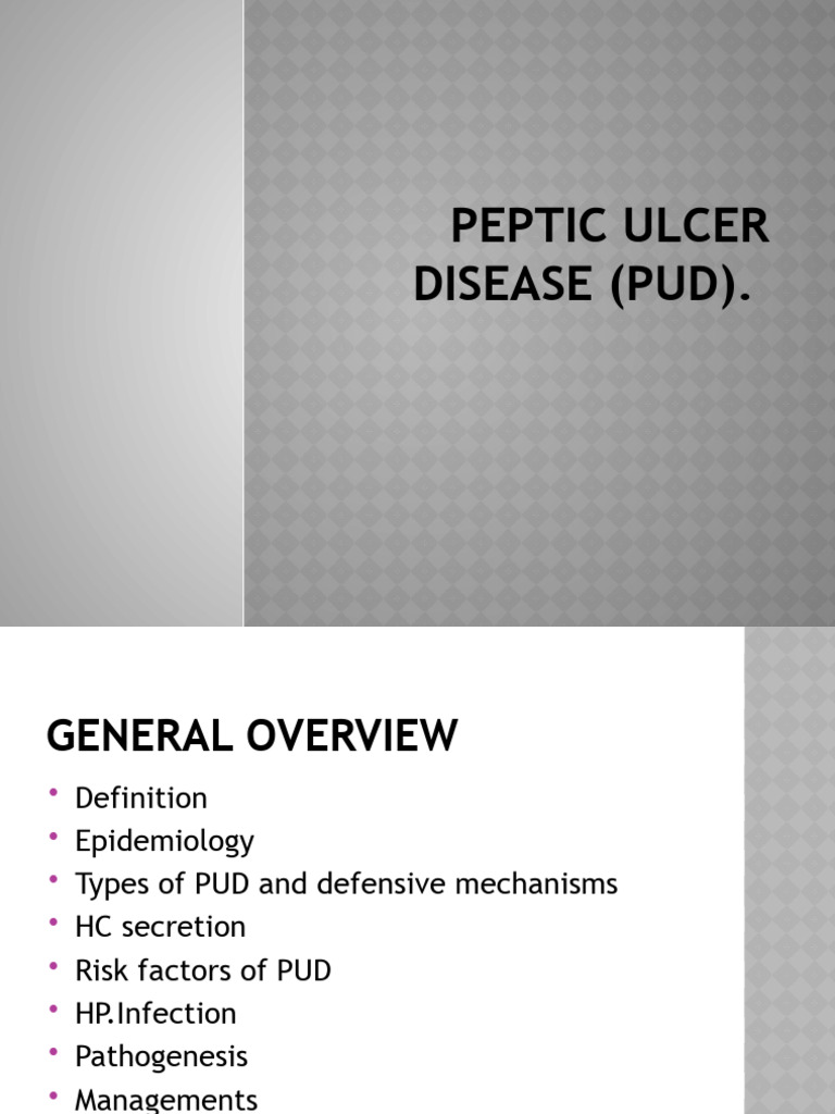 Peptic Ulcer Disease (PUD) | PDF | Stomach | Gastroenterology