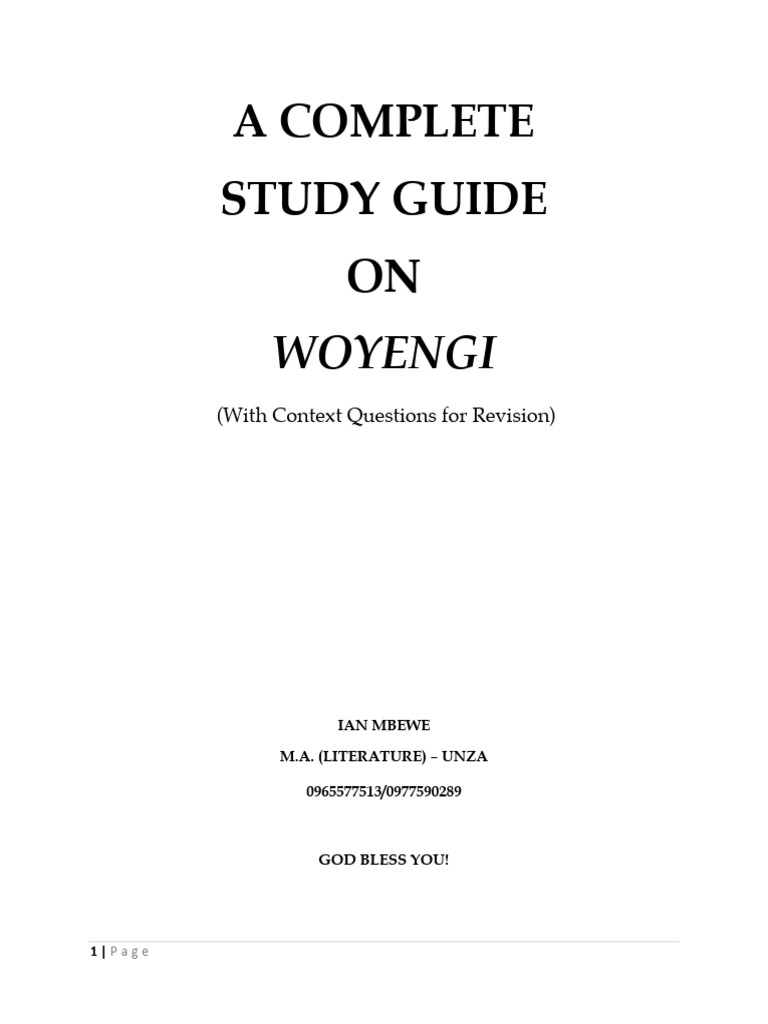 WOYENGI STUDY GUIDE - Edited Version | PDF | Narrative