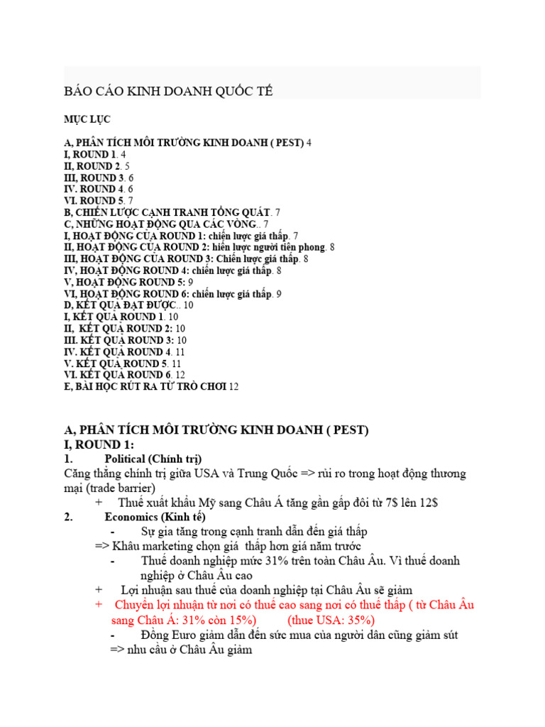 BÁO CÁO KINH DOANH QUỐC TẾ_NDUNG THI | PDF