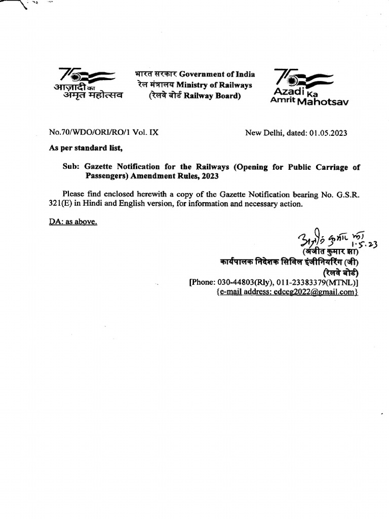 01 - 05 - 2023 Gazette Notification For The Railways (Opening For ... 01 - 05 - 2023 Gazette Notification For The Railways (Opening For ...