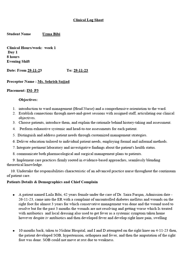 Log Sheet 2 | PDF | Nursing | Wound