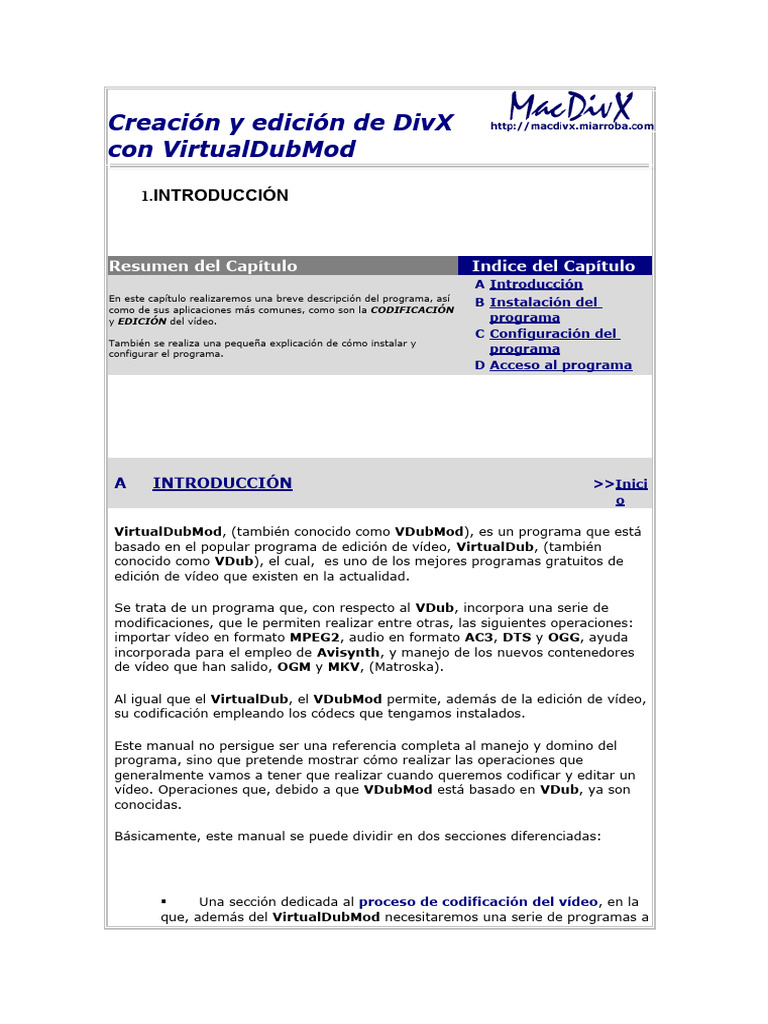 Manual Virtualdubmod | Descargar gratis PDF | Informática | Medios de almacenamiento