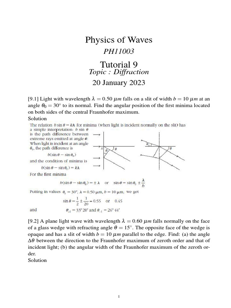 Pow Tut 09 Diffraction Soln Pdf