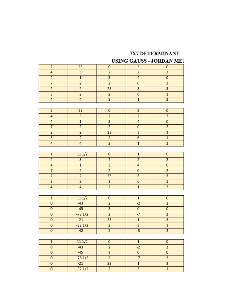 Activity 4 7X7 Determinant Using Gauss Jordan | PDF | Linear Algebra