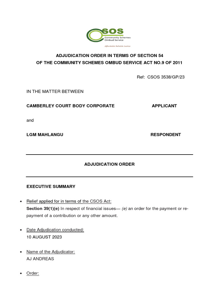CSOS Adjudication: Levy Dispute | PDF | Adjudication | Government