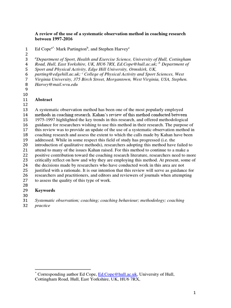 Systematic Observation Paper Clean Accepted | PDF | Methodology | Theory