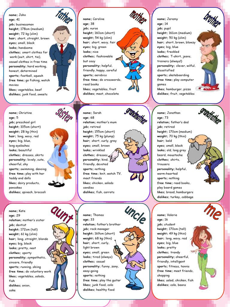 My Family Speaking Cards Conversation | PDF | Fashion | Clothing