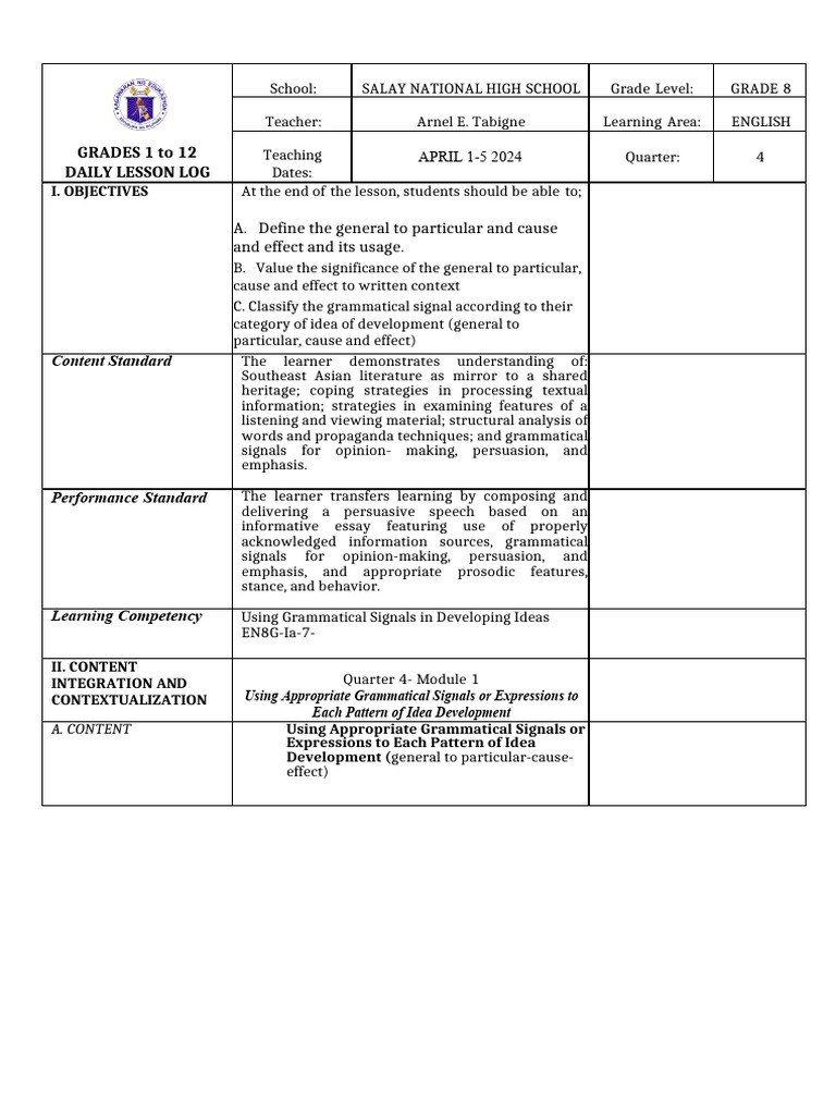 Snhs Arnel Final LP | PDF | Educational Technology | Learning