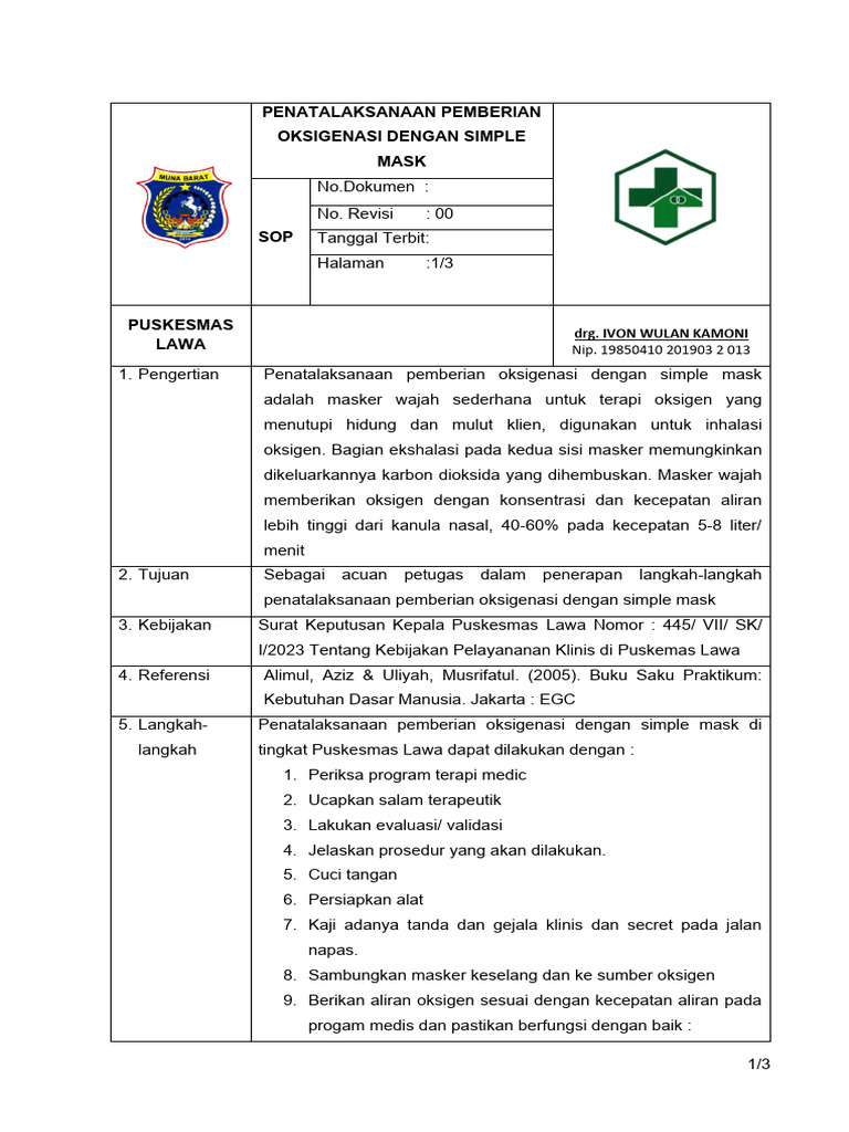 SOP Simple Mask | PDF