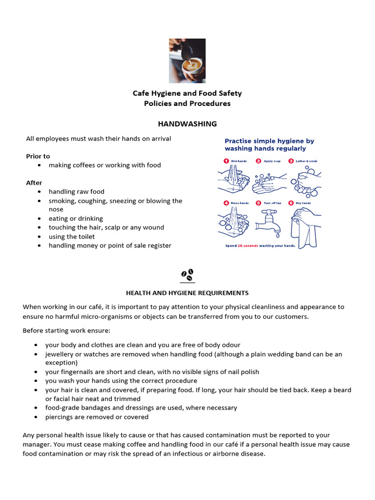 Cafe Hygiene and Food Safety Policies and Procedures | PDF | Hygiene ...