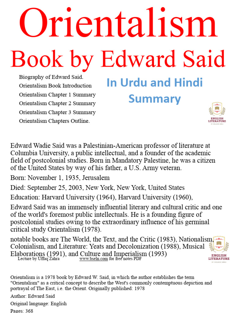 Edward Said | PDF | Orientalism (Book) | Orientalism