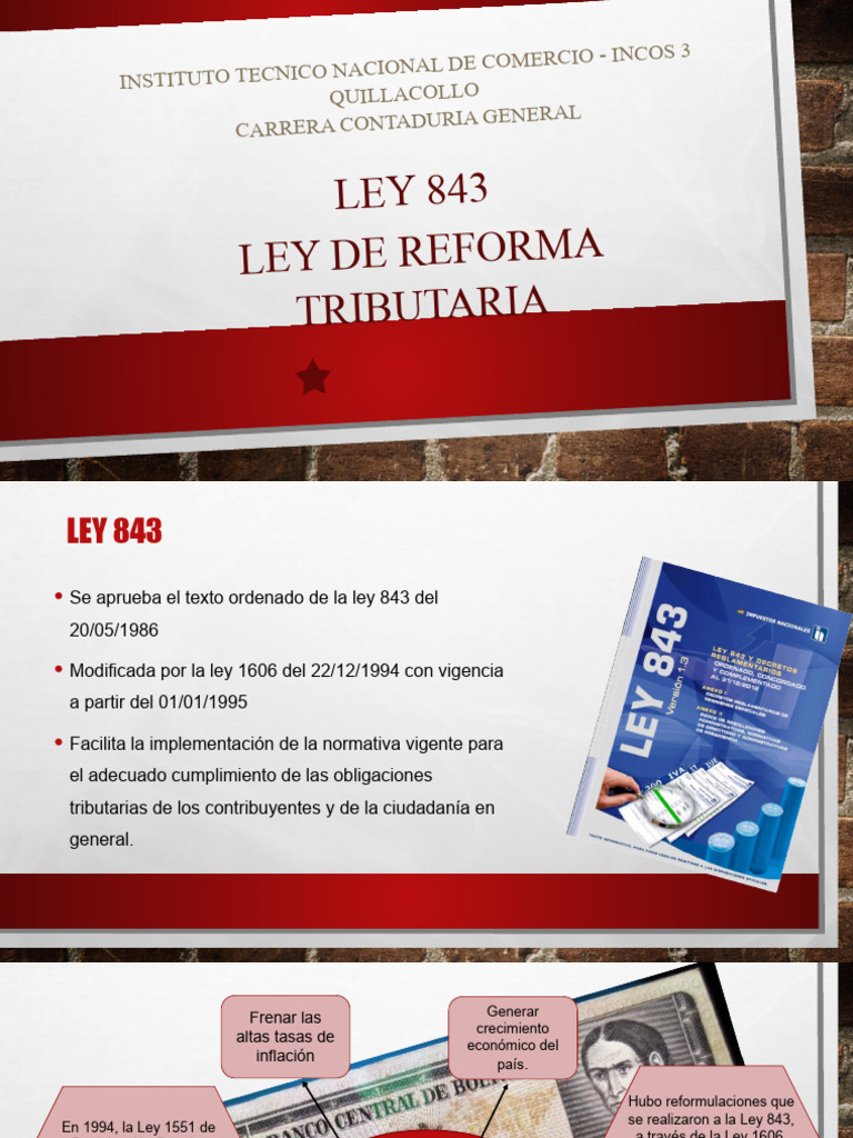 Tema LEY 843 | Descargar gratis PDF | Impuestos | Impuesto al valor agregado