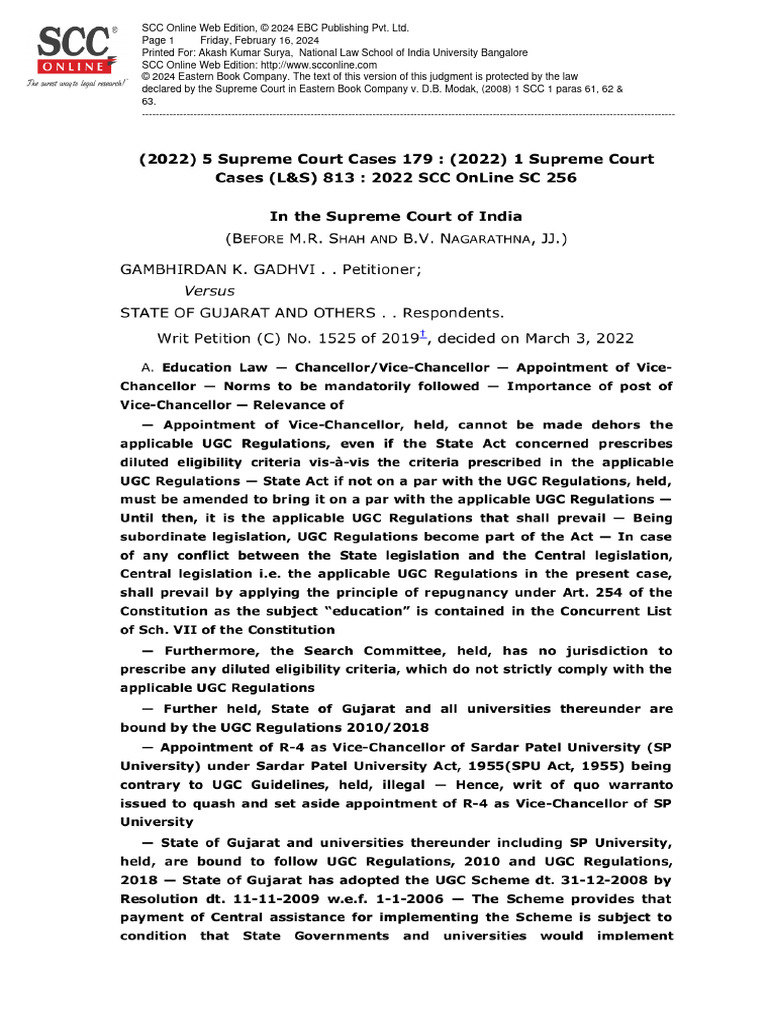 Gambhirdan K. Gadhvi v. State of Gujarat, (2022) 5 SCC 179 | PDF | Supreme Court Of India ...