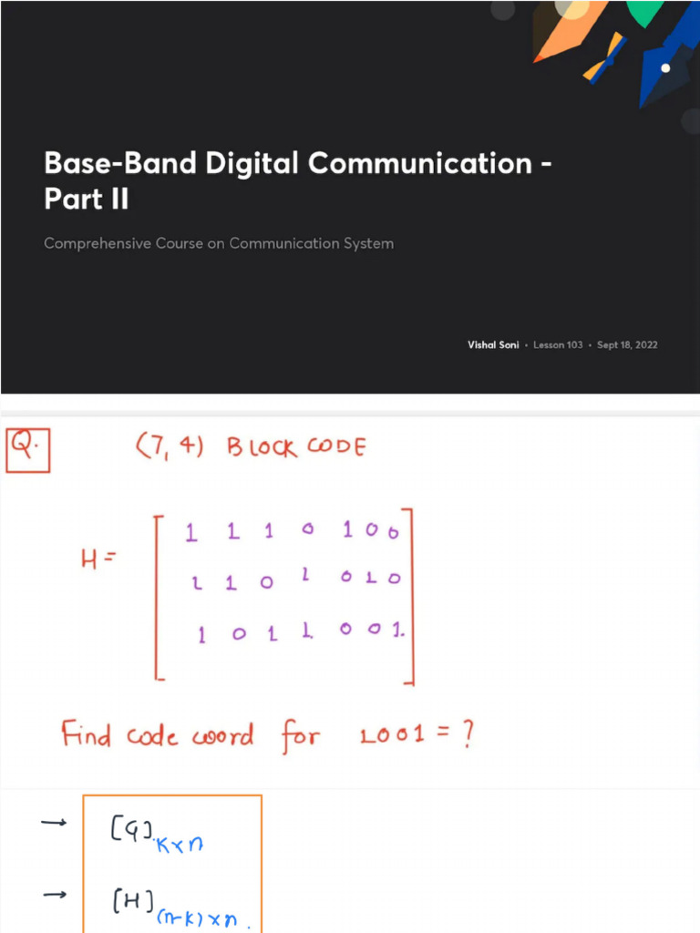 BaseBand Digital Communication Part II With Anno | PDF