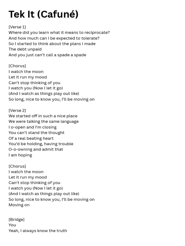 Tek It (Cafuné) | PDF