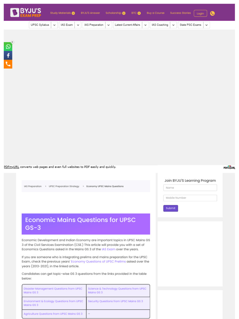 Byjus - Com - Free Ias Prep - Economy Upsc Mains Questions | PDF ...