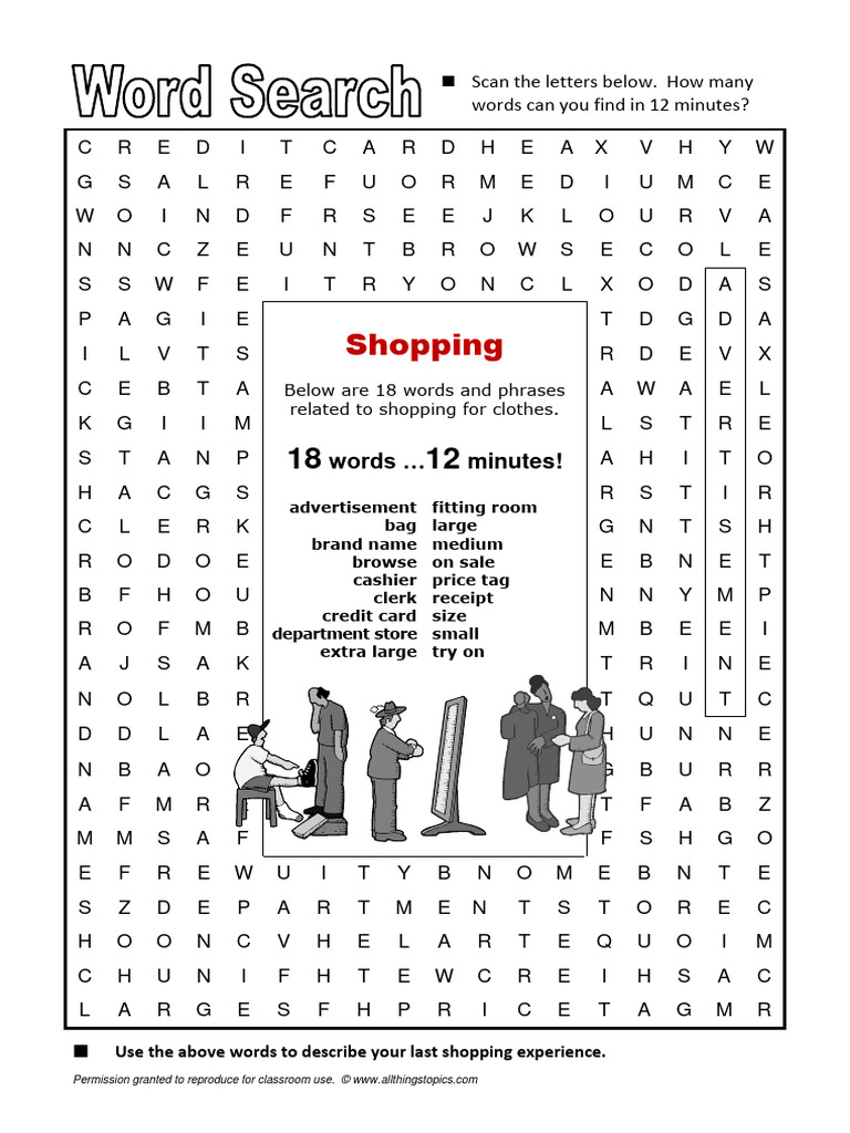 Wordsearch Shopping | PDF | Marketing | Promotion And Marketing ...