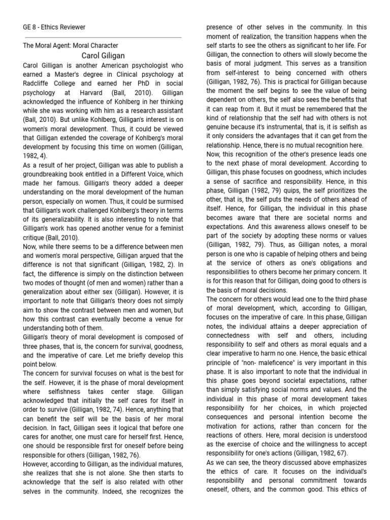 GE 8 - Ethics Reviewer | PDF | Morality | Psychology