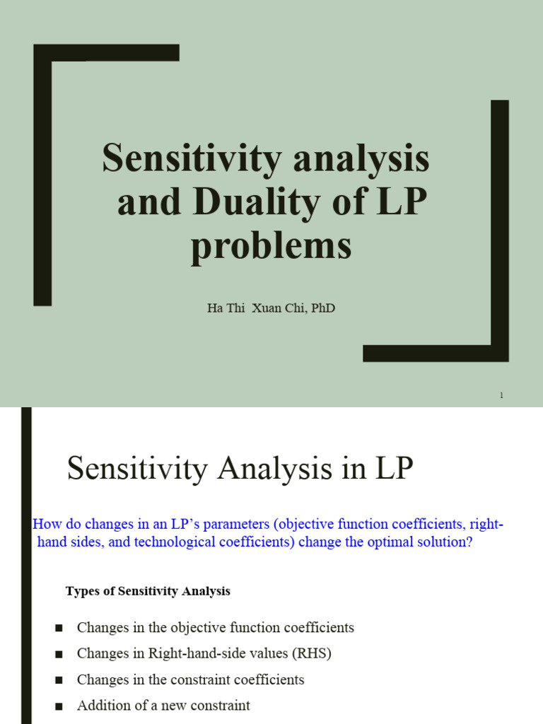 Sensitivity Analysis and Duality of LP Problems | PDF | Systems Analysis | Applied Mathematics