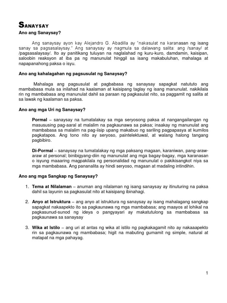 Sanaysay Lec | PDF