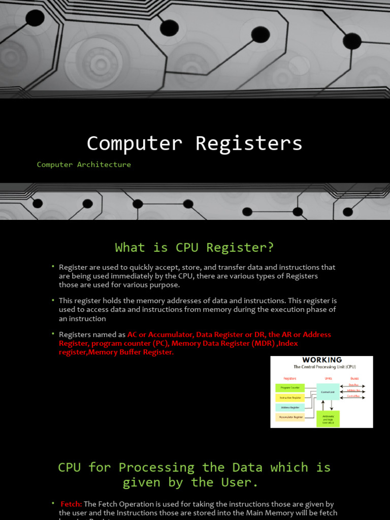 Cpu Registers Pdf Central Processing Unit Computer Data Storage