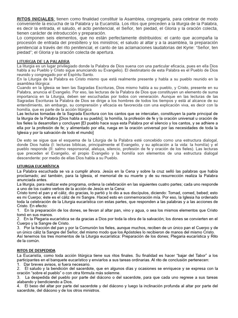 Ritos Iniciales | PDF | eucaristía | Adoración Cristiana Y Liturgia